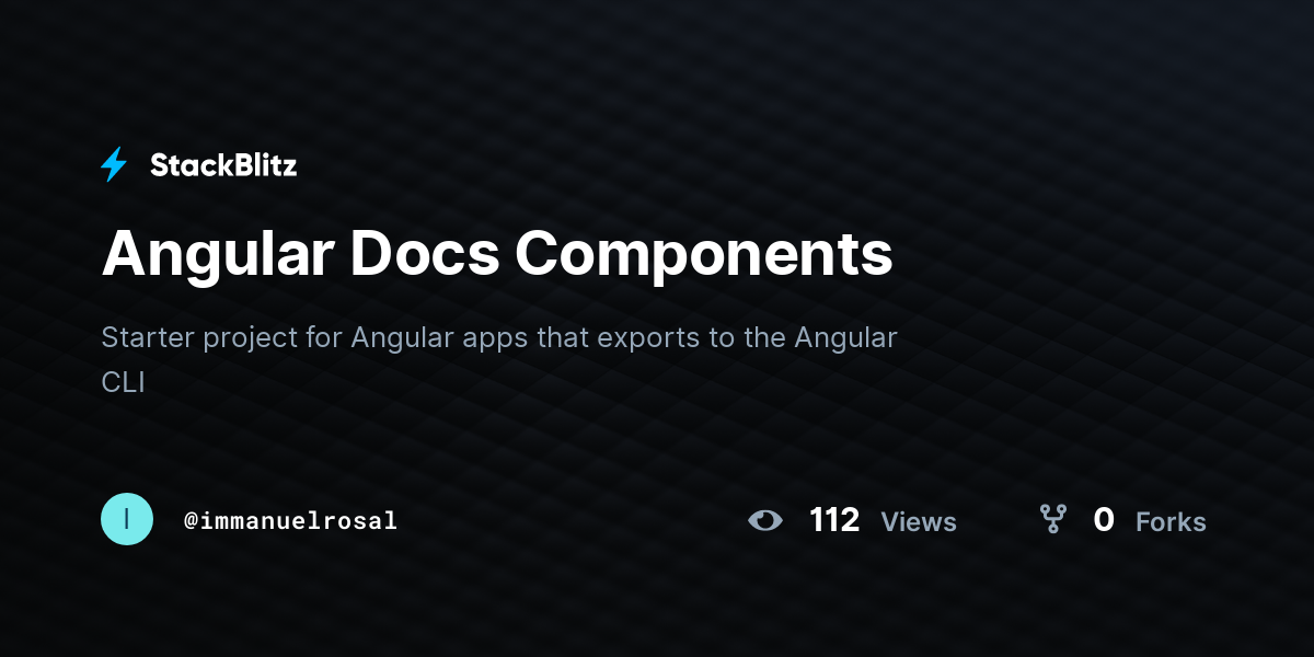 Angular Docs Components - StackBlitz