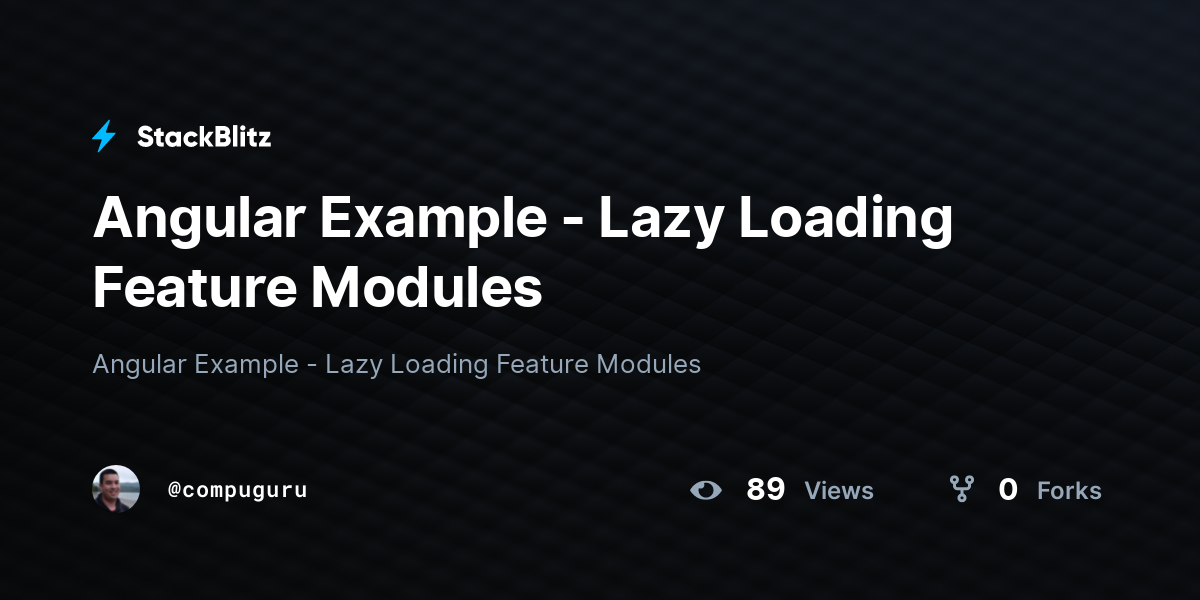 Angular Example Lazy Loading Feature Modules Stackblitz 9999