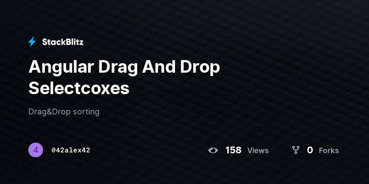 Angular Drag And Drop Selectcoxes - StackBlitz Angular Drag And Drop Selectcoxes - StackBlitz