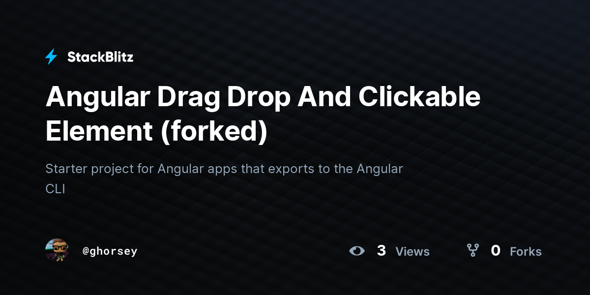 Angular Drag Drop And Clickable Element (forked) - StackBlitz Angular Drag Drop And Clickable Element (forked) - StackBlitz