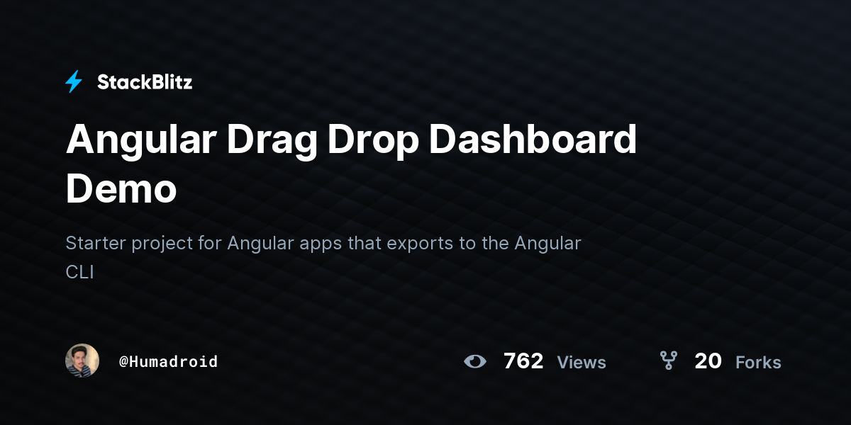 Angular Drag Drop Dashboard Demo - StackBlitz