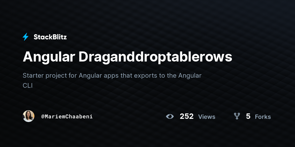Angular Draganddroptablerows - StackBlitz