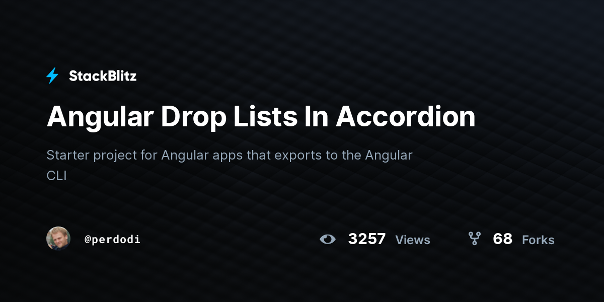 Angular Drop Lists In Accordion - StackBlitz
