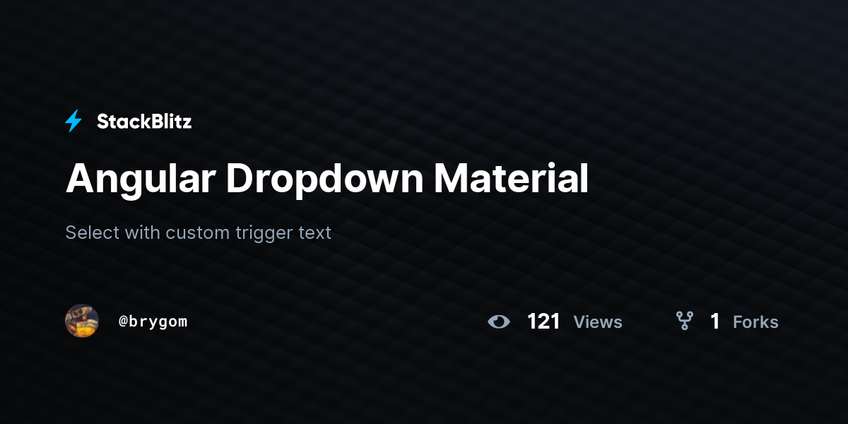 Angular Dropdown Material - StackBlitz Angular Dropdown Material - StackBlitz