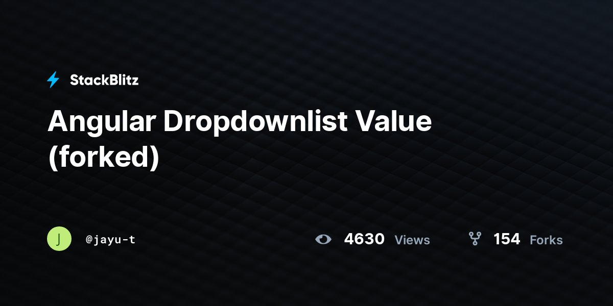 Angular Dropdownlist Value (forked) - StackBlitz