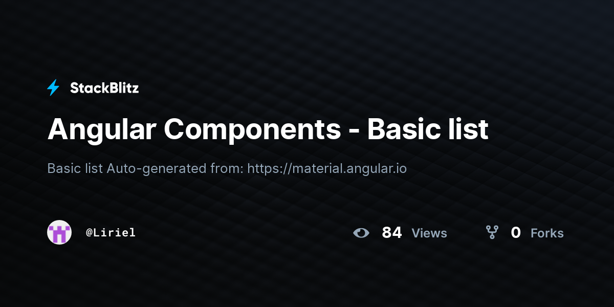 Angular Components - Basic list - StackBlitz