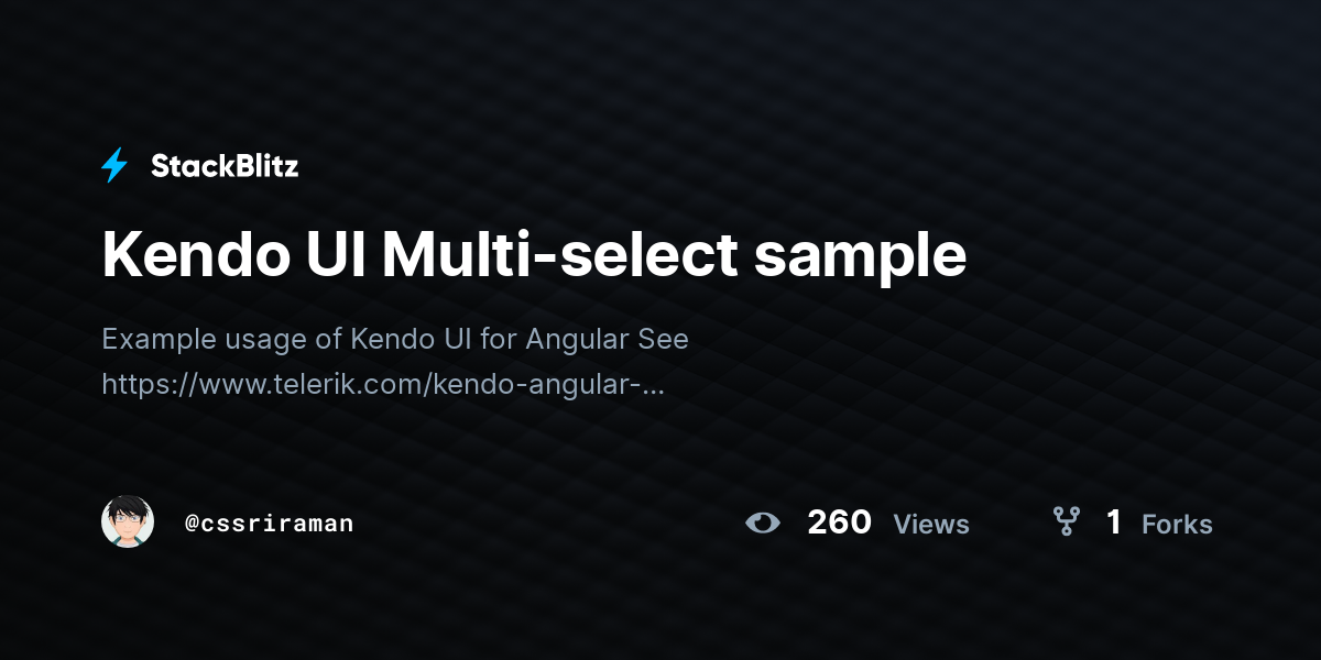Kendo UI Multi-select sample - StackBlitz