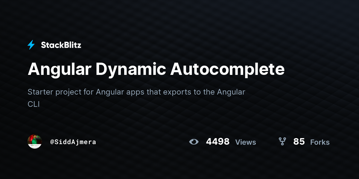 Angular Dynamic Autocomplete - StackBlitz