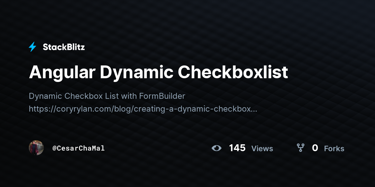 Angular Dynamic Checkboxlist - StackBlitz