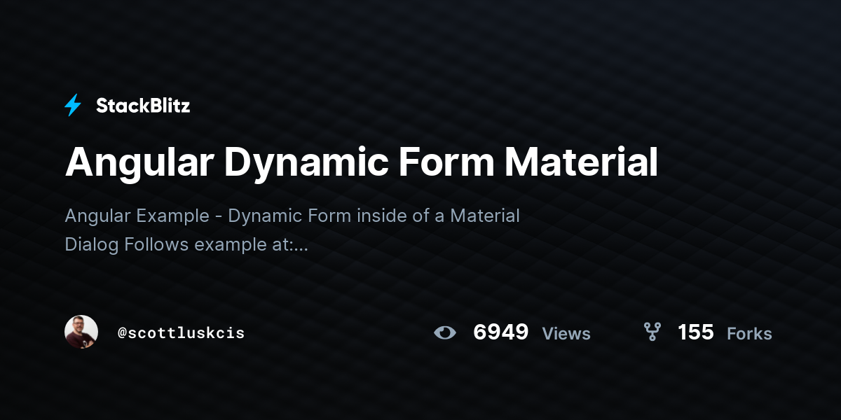 Angular Dynamic Form Material - StackBlitz
