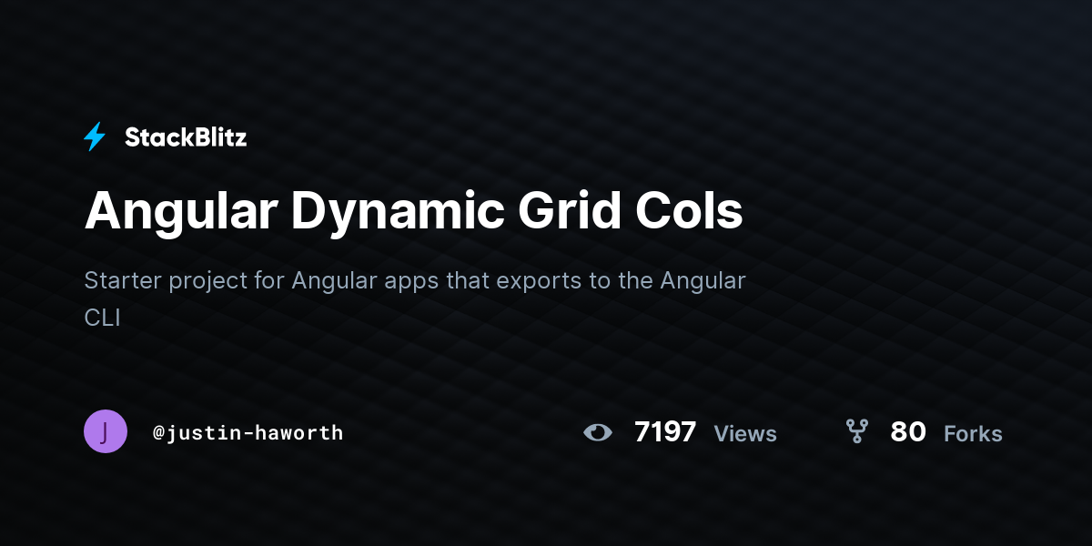 Angular Dynamic Grid Cols - StackBlitz
