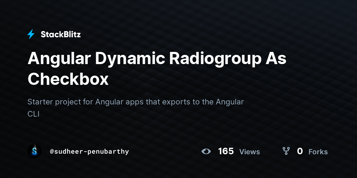 Angular Dynamic Radiogroup As Checkbox Stackblitz