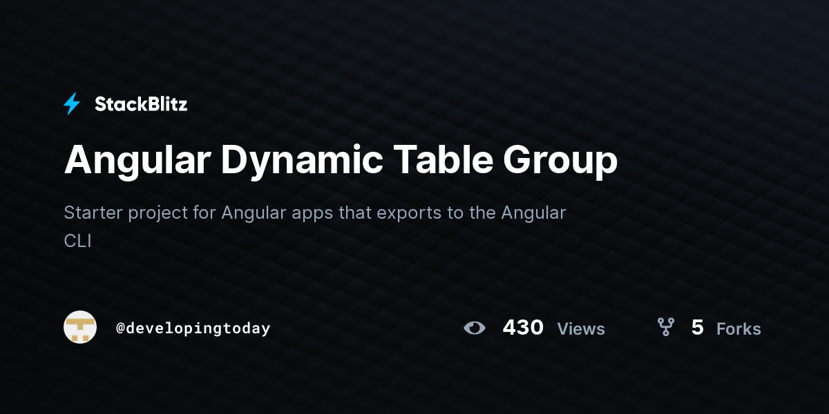 Angular Dynamic Table Group - StackBlitz