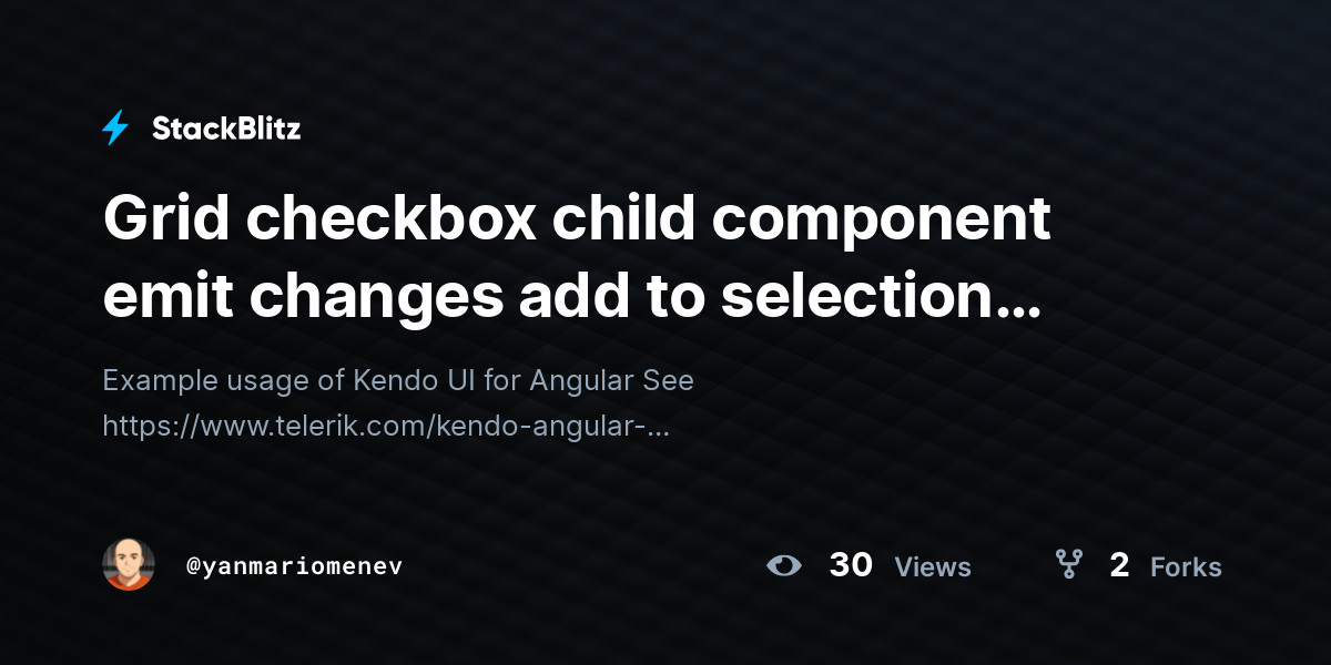 Grid checkbox child component emit changes add to selection (forked ... Grid checkbox child component emit changes add to selection (forked ...