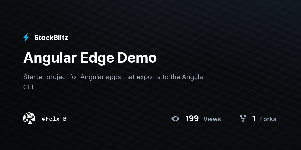 Angular Edge Demo - StackBlitz
