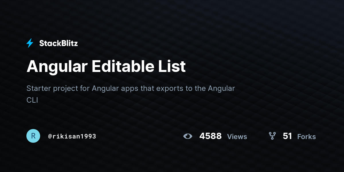 Angular Editable List - StackBlitz