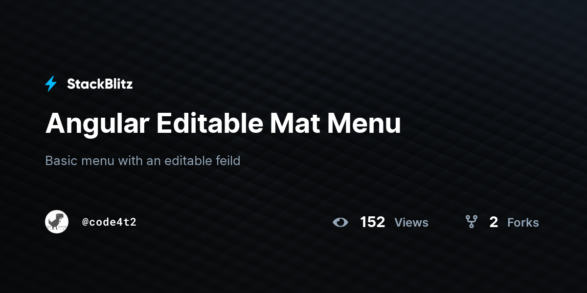 Angular Editable Mat Menu - StackBlitz