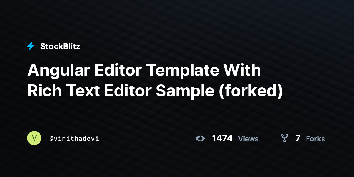 Angular Editor Template With Rich Text Editor Sample (forked) - StackBlitz