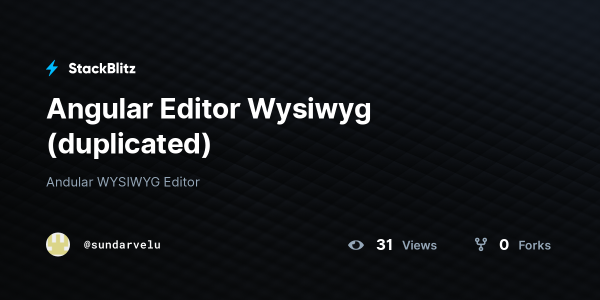 Angular Editor Wysiwyg (forked) - StackBlitz