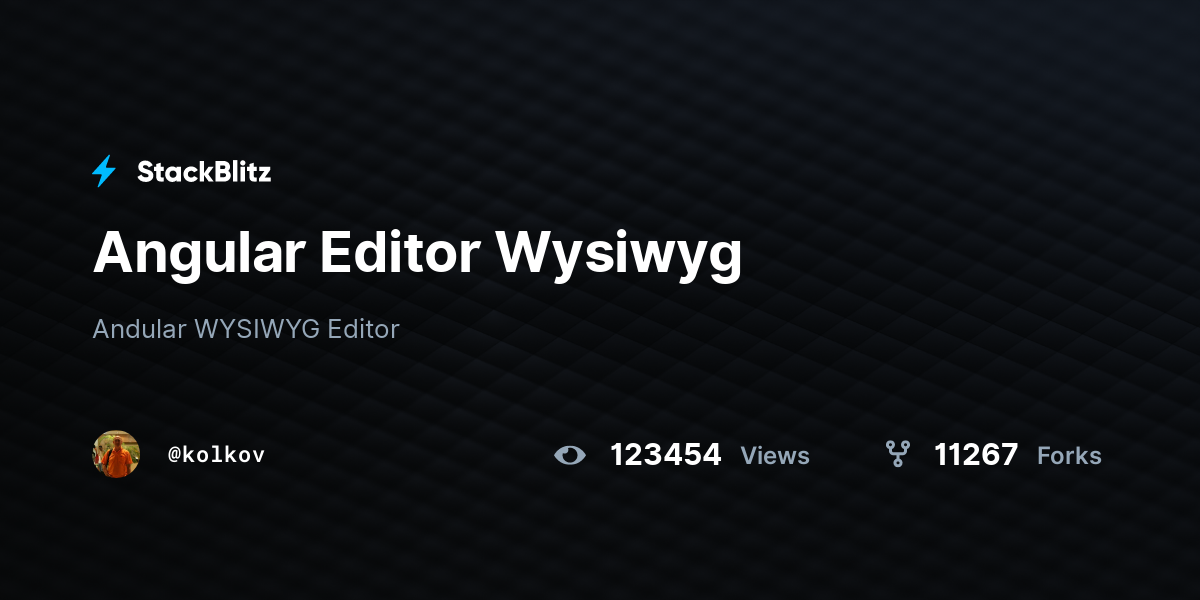 Angular Editor Wysiwyg - StackBlitz