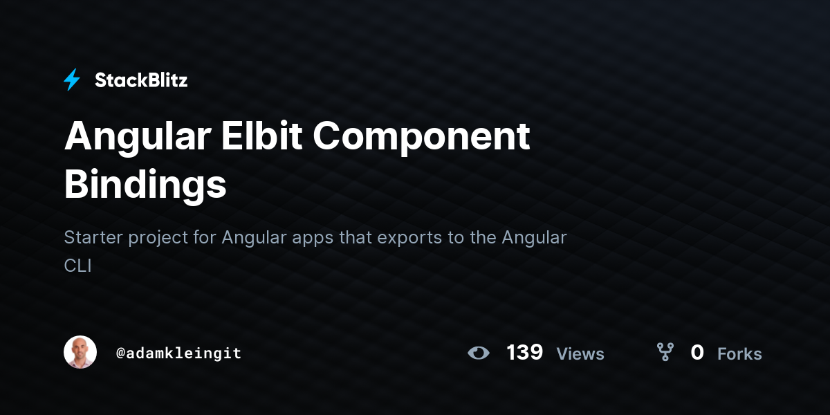 Angular Elbit Component Bindings - StackBlitz
