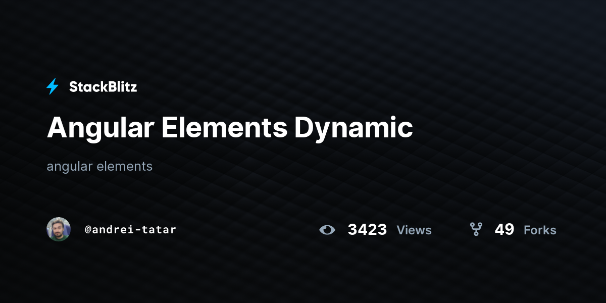 Angular Elements Dynamic - StackBlitz
