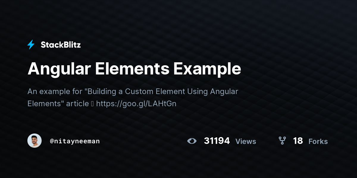 Angular Elements Example - StackBlitz
