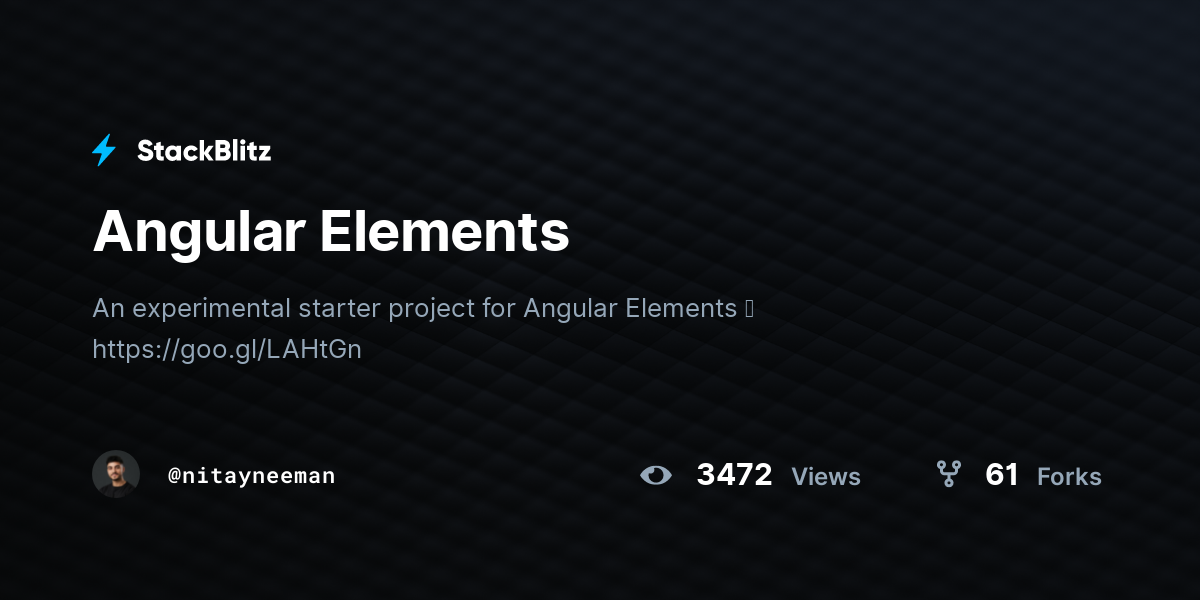Angular Elements - StackBlitz