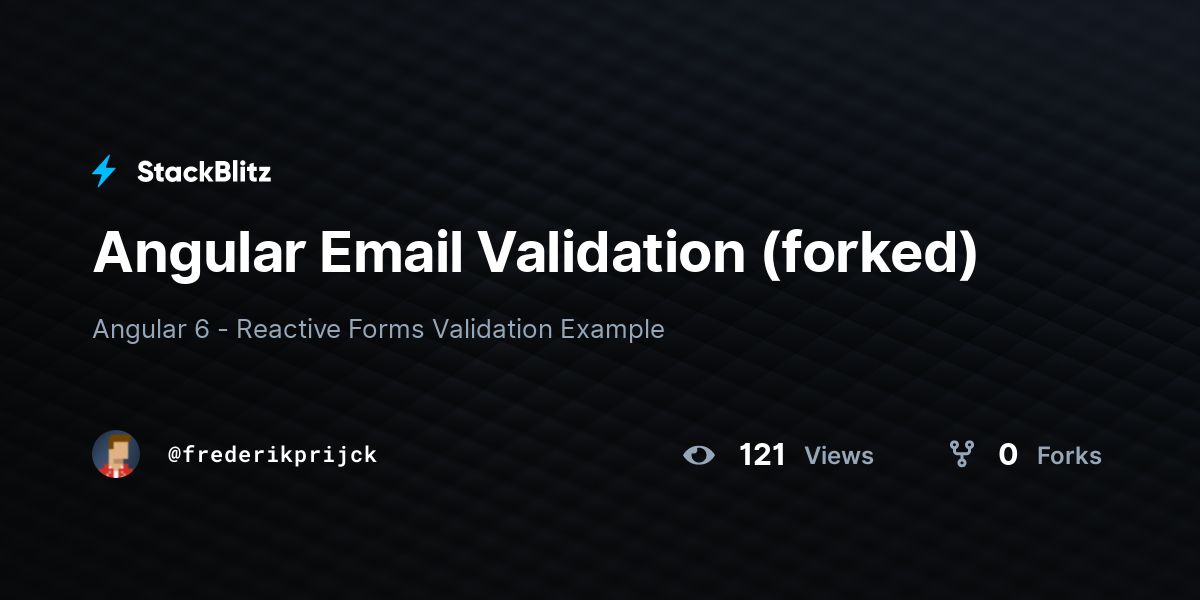 Angular Email Validation Forked Stackblitz