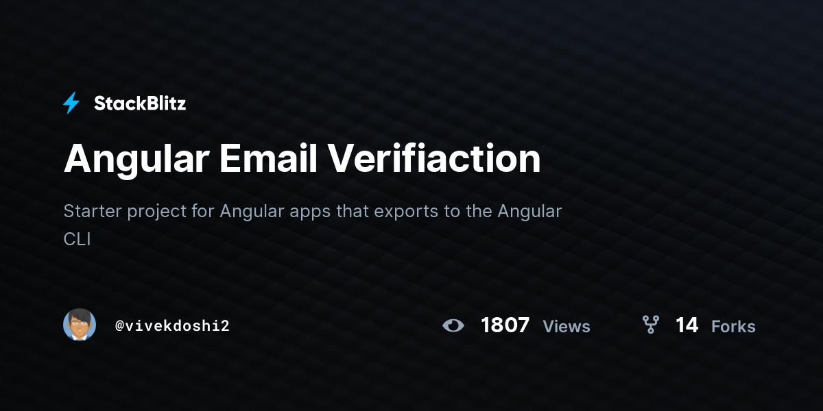 Angular Email Verifiaction - StackBlitz