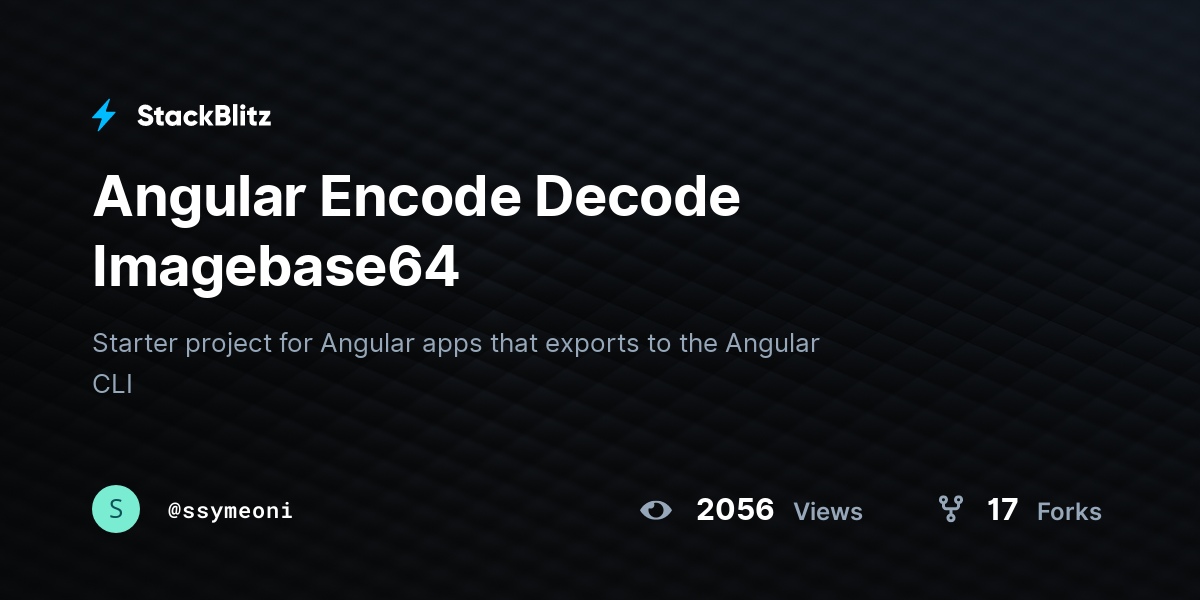 Angular Encode Decode Imagebase64 - StackBlitz