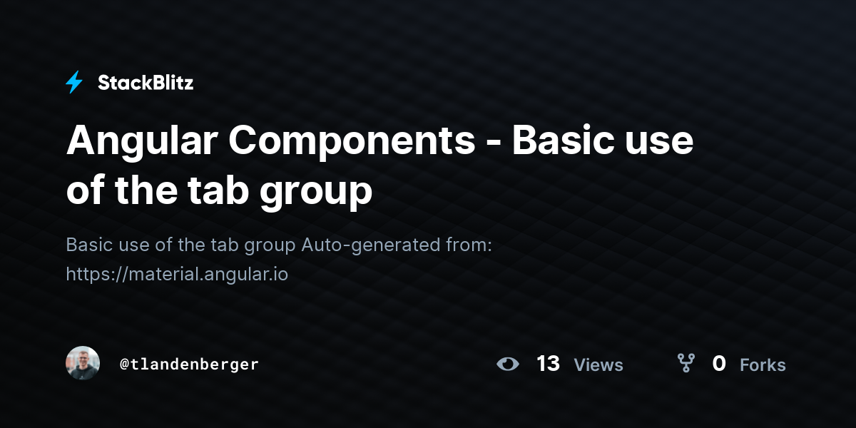 Angular Components - Basic use of the tab group - StackBlitz