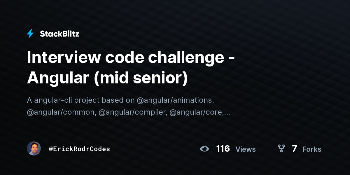 Interview code challenge - Angular (mid senior) - StackBlitz