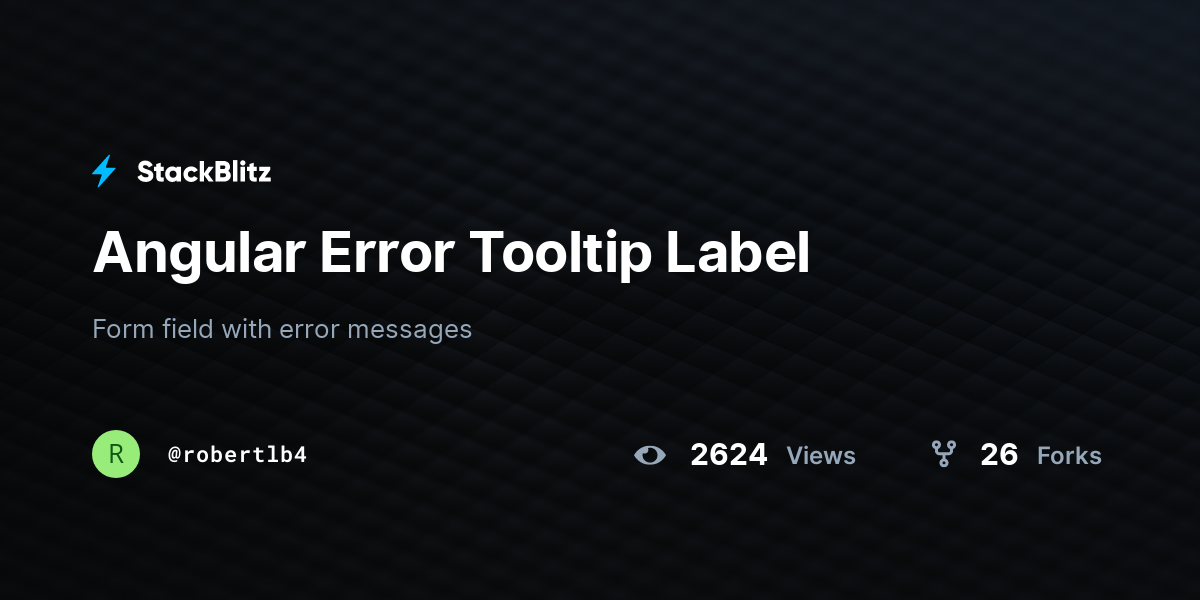 Angular Error Tooltip Label - StackBlitz