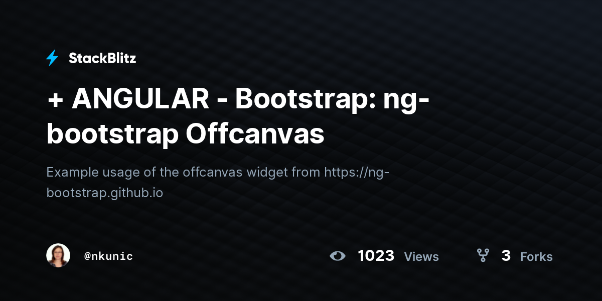 + ANGULAR - Bootstrap: ng-bootstrap Offcanvas - StackBlitz