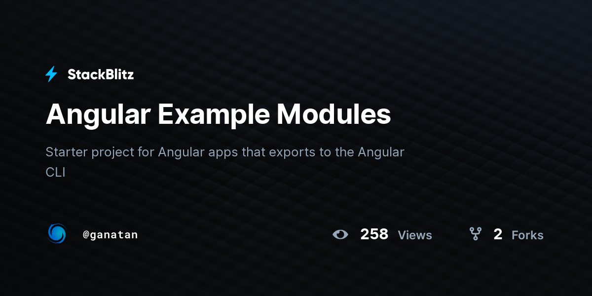 Angular Example Modules - StackBlitz