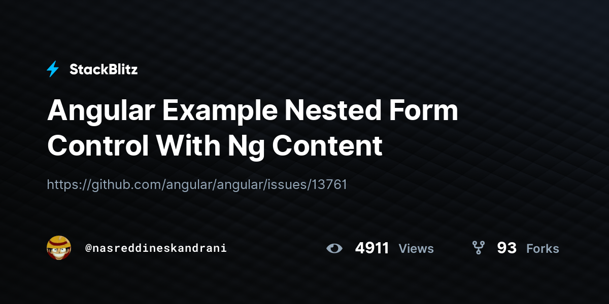 Angular Example Nested Form Control With Ng Content - StackBlitz