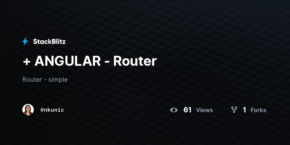 Angular Router Stackblitz