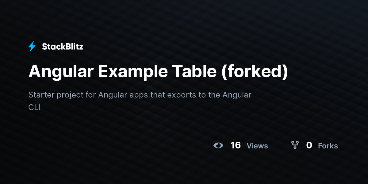 Angular Example Table (forked) - StackBlitz