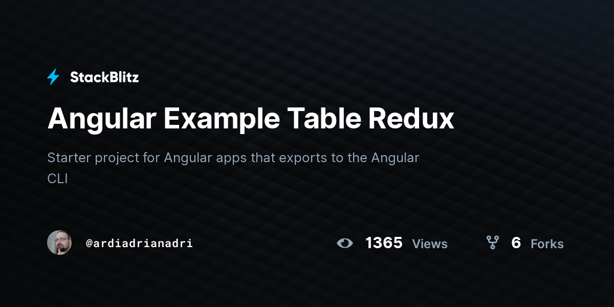 Angular Example Table Redux - StackBlitz Angular Example Table Redux - StackBlitz