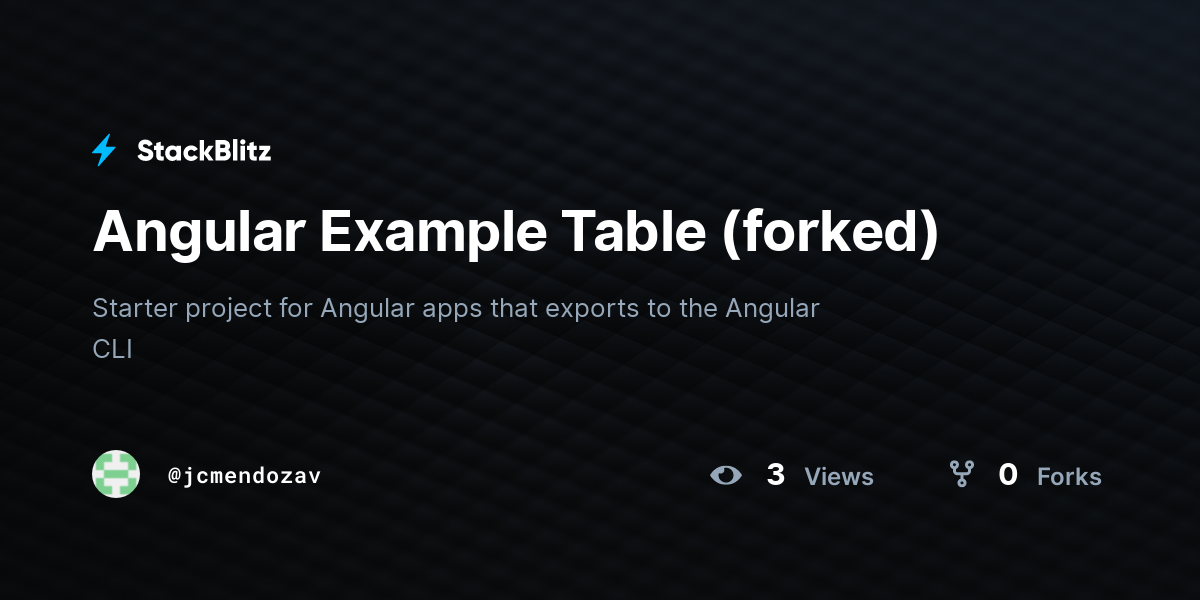 Angular Example Table (forked) - StackBlitz