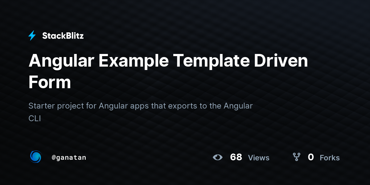 Angular Example Template Driven Form - StackBlitz