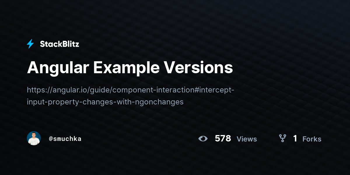 Angular Example Versions - StackBlitz