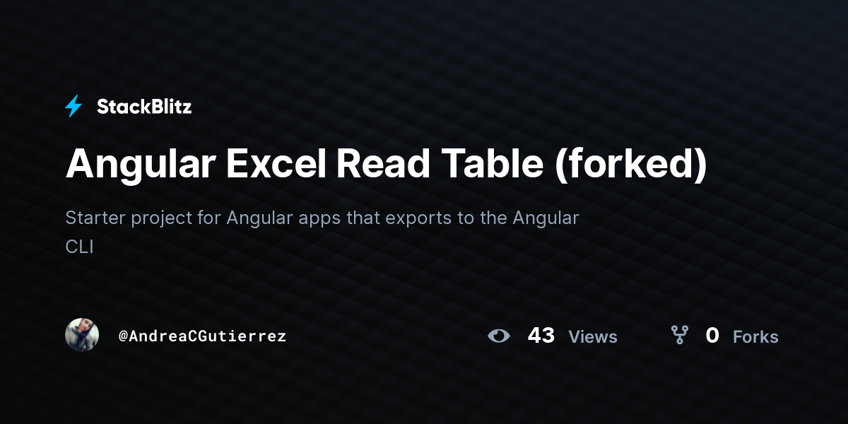 Angular Excel Read Table (forked) - StackBlitz Angular Excel Read Table (forked) - StackBlitz