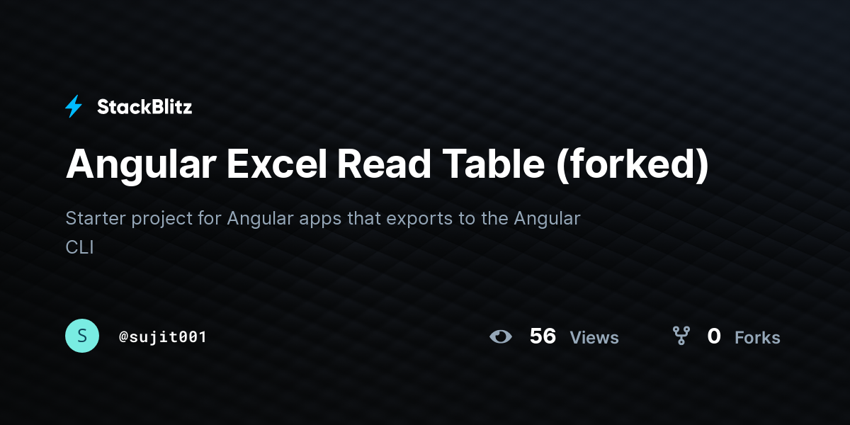 Angular Excel Read Table (forked) - StackBlitz