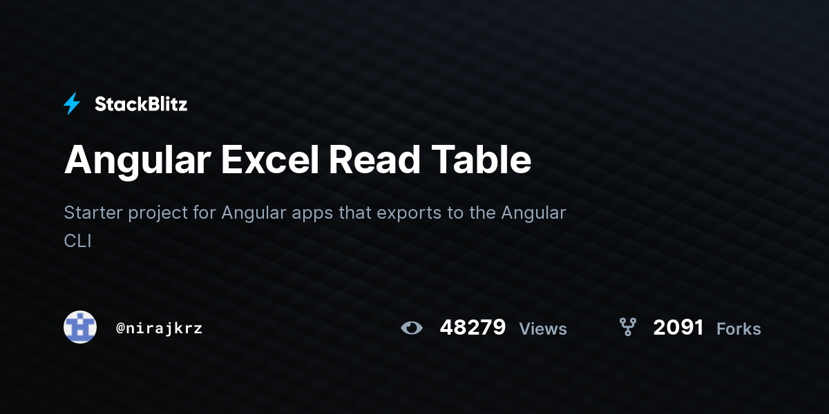 Angular Excel Read Table - StackBlitz