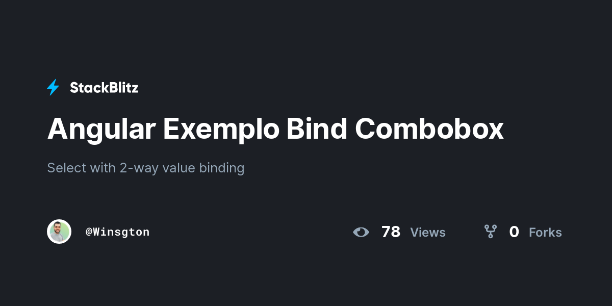 Angular Exemplo Bind Combobox - StackBlitz Angular Exemplo Bind Combobox - StackBlitz