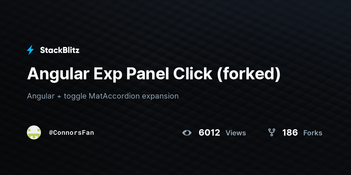 Angular Exp Panel Click (forked) - StackBlitz