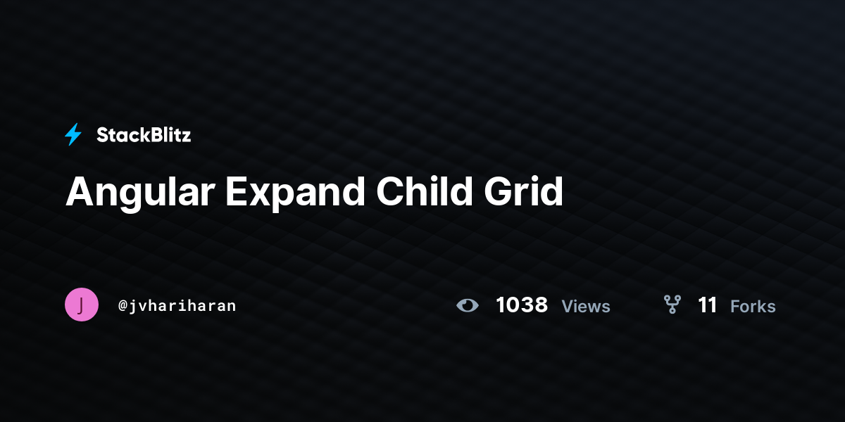 Angular Expand Child Grid - StackBlitz