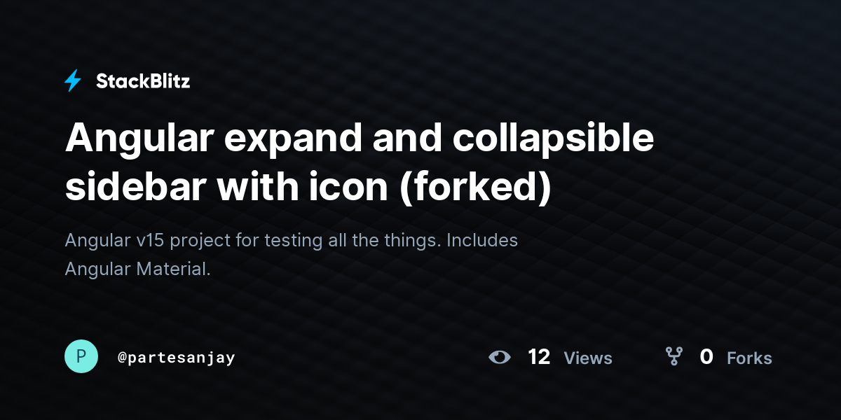 Angular expand and collapsible sidebar with icon (forked) - StackBlitz